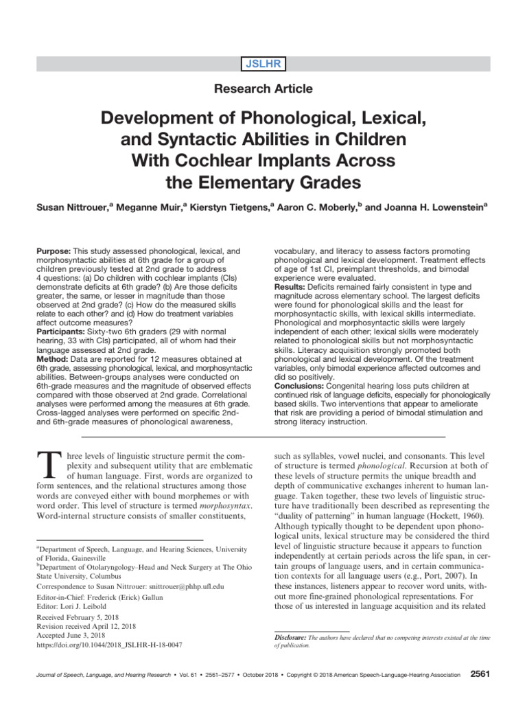 Development of Phonological, Lexical, | PDF | Word | Language Acquisition