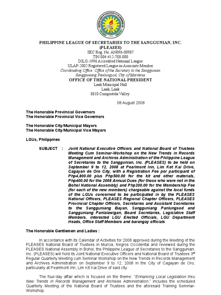 Letter To Province, City and Municipality - Cagayan | PDF | Government ...