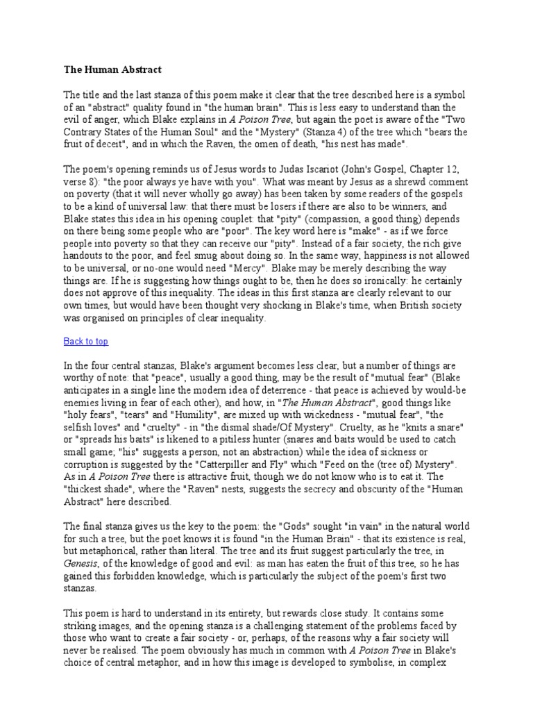 The Human Abstract | William Blake | Poetry