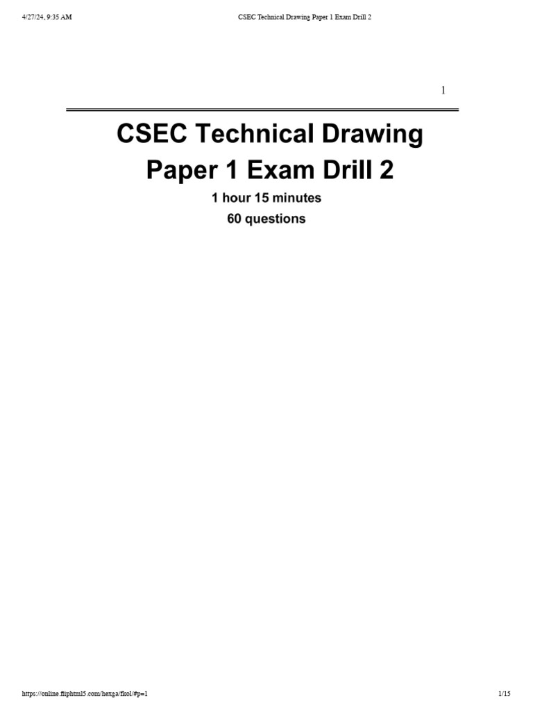 CSEC Technical Drawing Paper 1 Exam Drill 2 | PDF | Drawing | Crafts