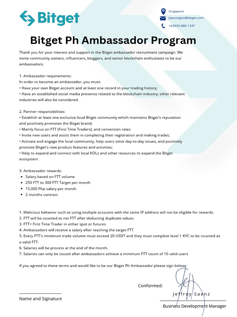 Bitget Ambassador Program Details | PDF | Business