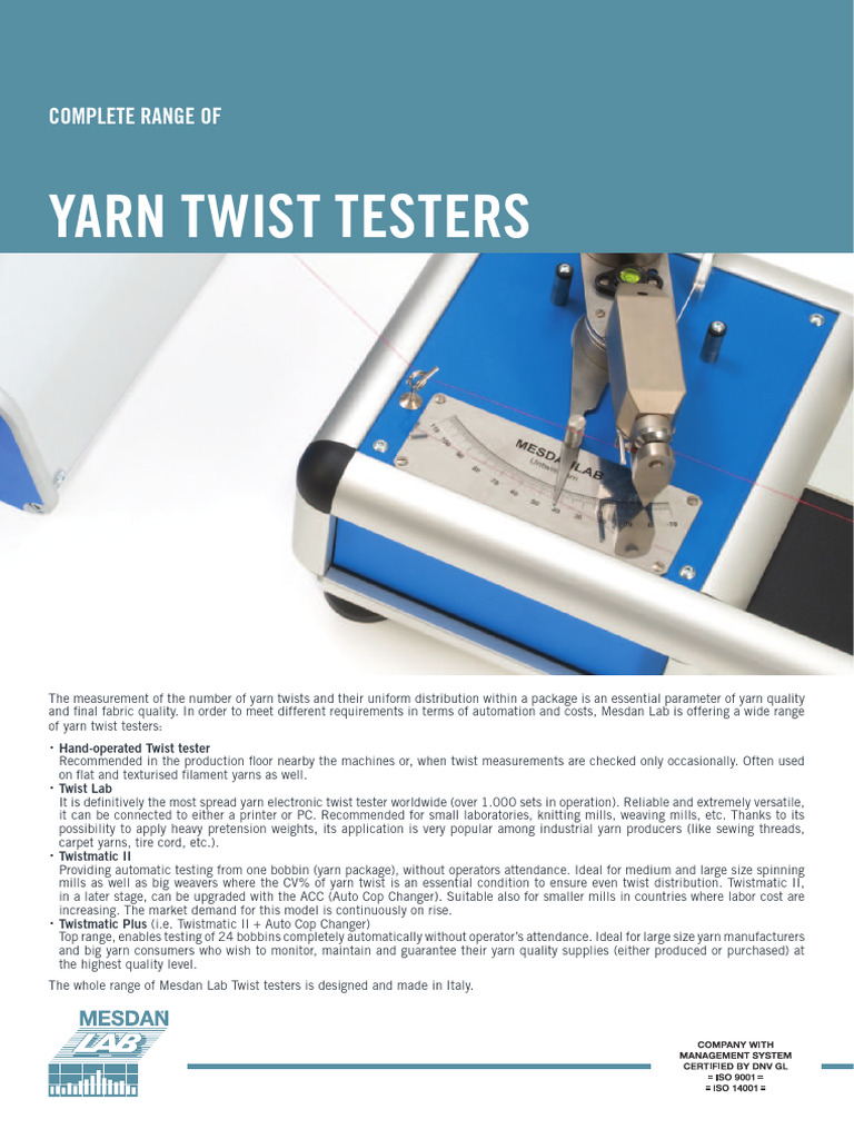 Comprehensive Yarn Twist Testers Guide | PDF | Yarn | Spinning (Textiles)