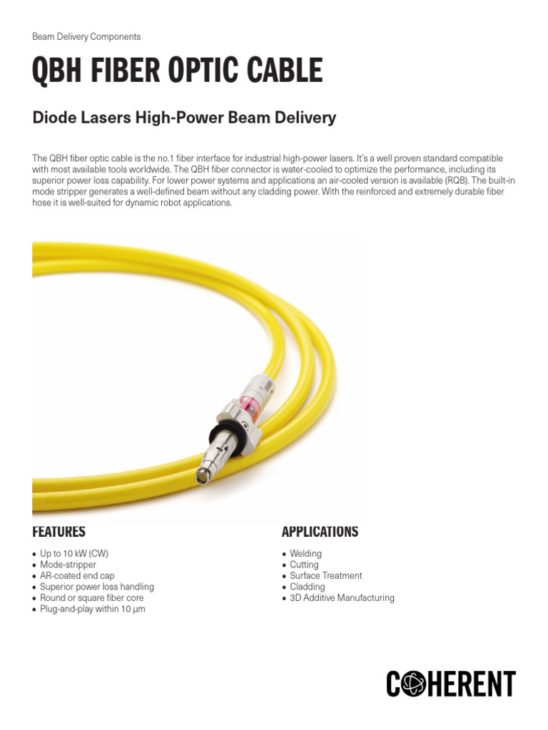 Qbh Fiber Optic Cable Diode Lasers Ds | PDF | Optical Fiber | Laser