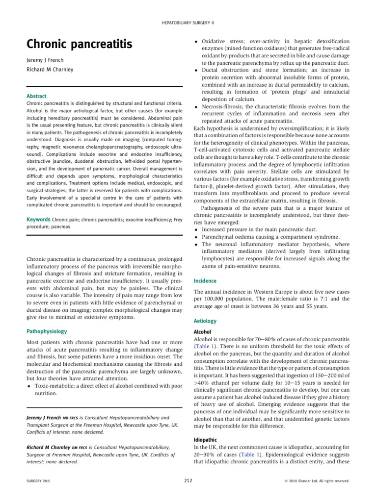 Chronic - Pancreatitis Lecture | PDF | Pancreas | Pancreatic Cancer