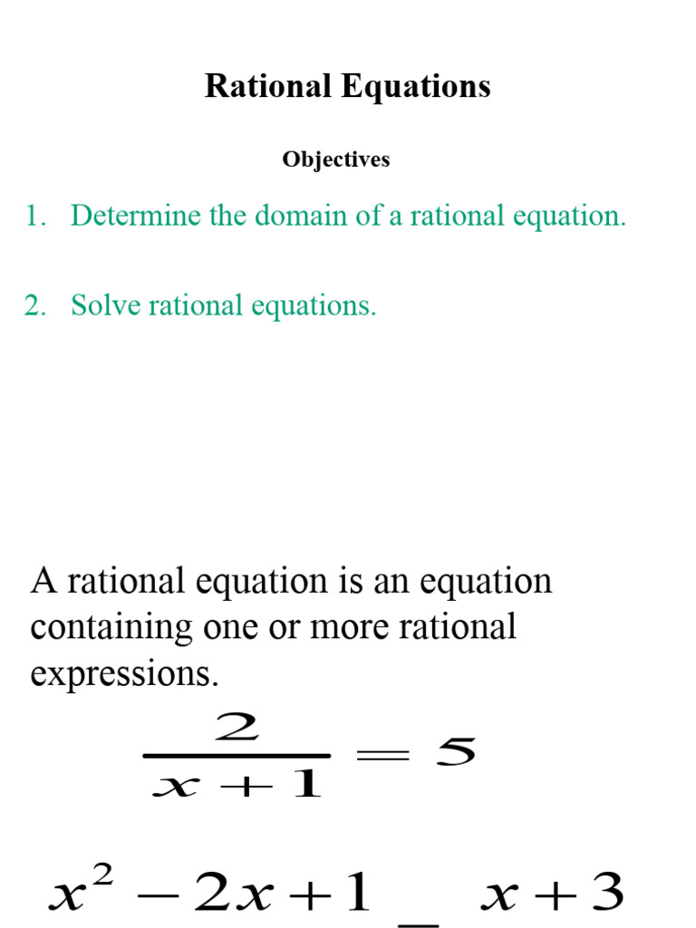 Rational Equations | Download Free PDF | Equations | Mathematical Concepts