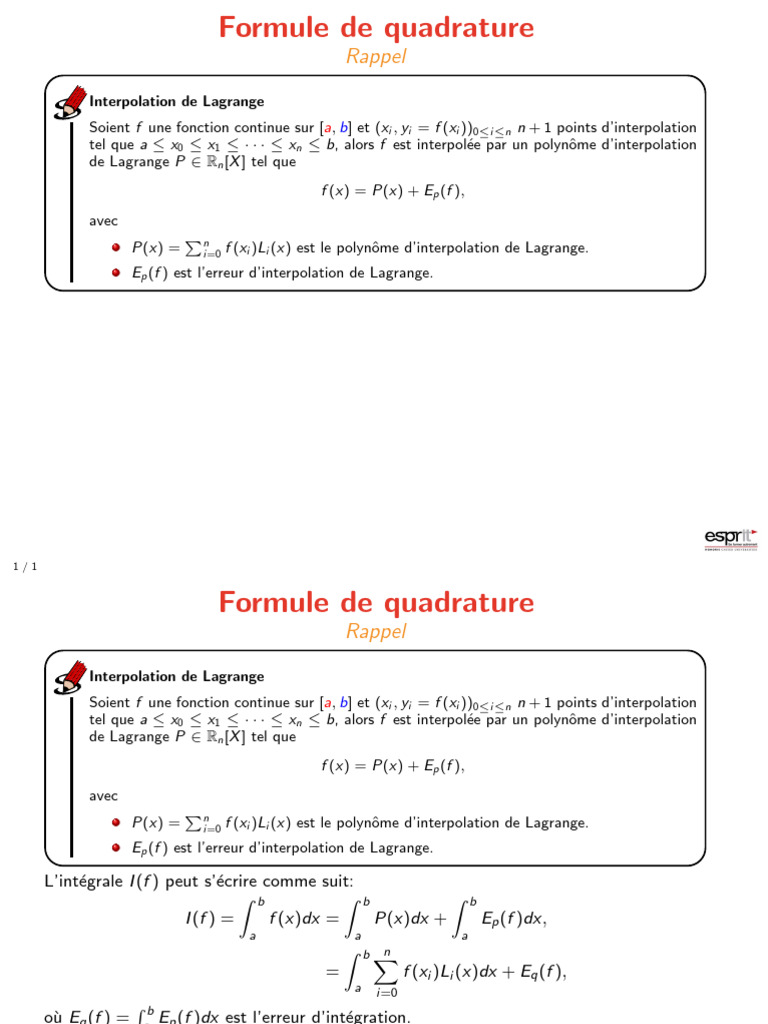Formule de quadrature et Lagrange | PDF | Algèbre générale ...