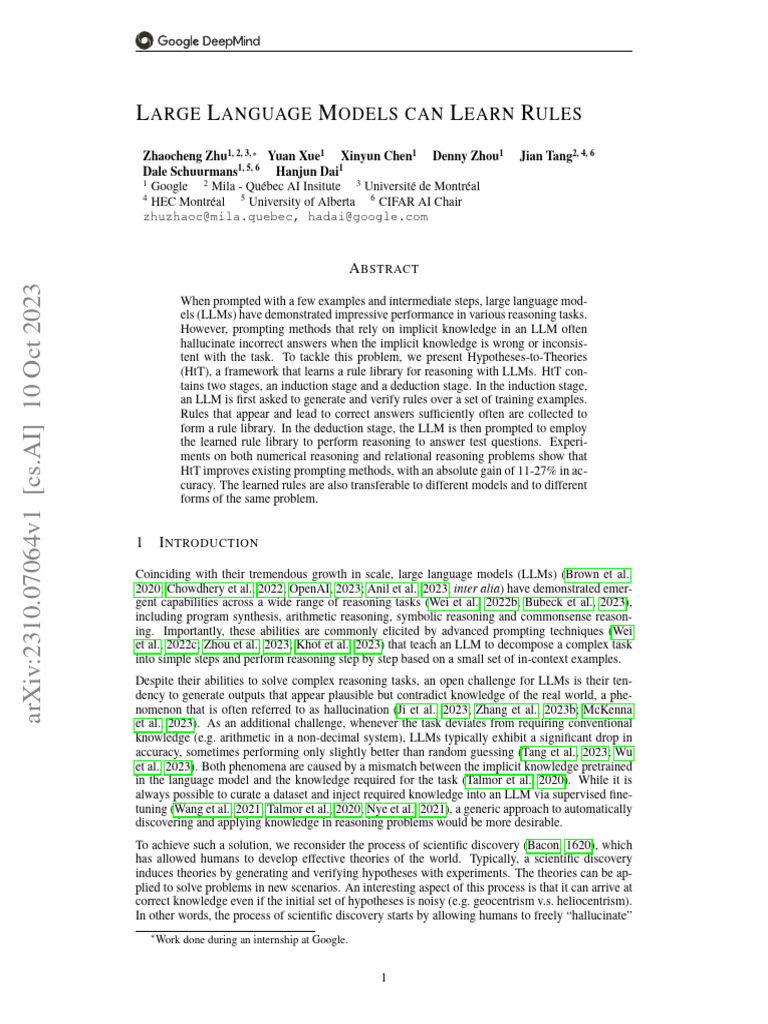 Zhaocheng Zhu1_large language models can learn rules | PDF | Inductive ... Zhaocheng Zhu1_large language models can learn rules | PDF | Inductive ...