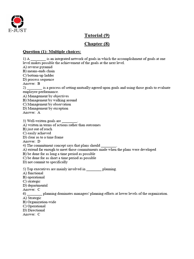 Tutorial 9-Answer | Download Free PDF | Goal | Business