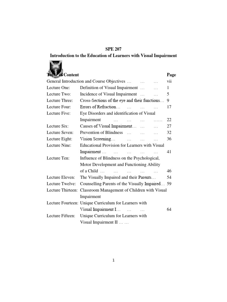 Spe 207 PDF | PDF | Visual Impairment | Eye