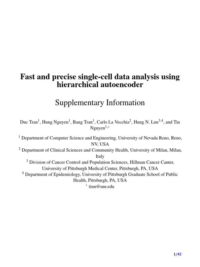 Hierarchical Autoencoder for Single-Cell Analysis | PDF | Applied Mathematics