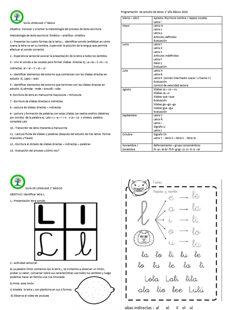 GUIA DE APRENDIZAJE Lenguaje 2020 | PDF | Sílaba | Los símbolos