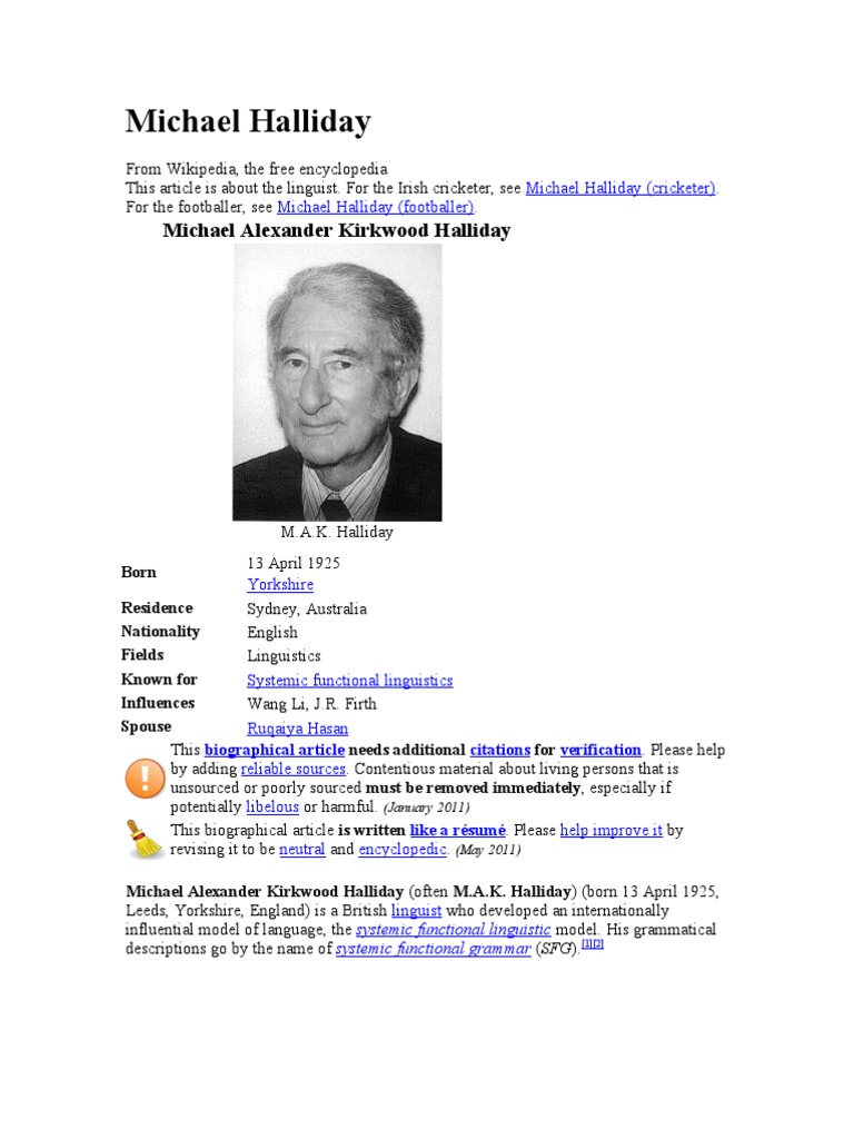 Michael Halliday | PDF | Semantics | Cognitive Science