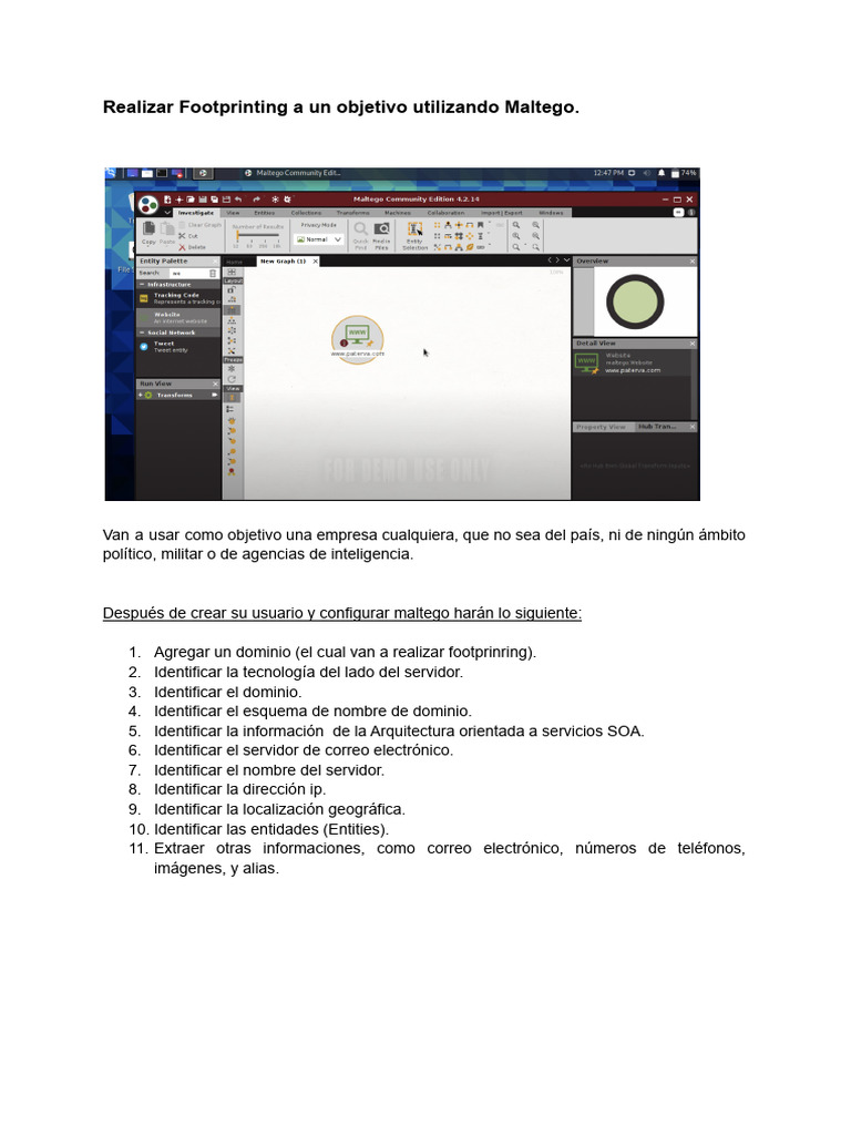Realizar Footprinting A Un Objetivo Utilizando Maltego | PDF | Informática | Tecnología