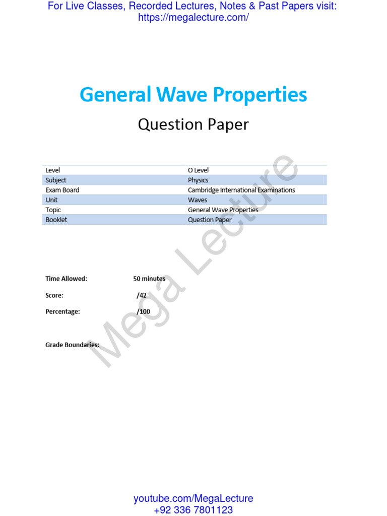 13-General Wave Properties-Waves-Cie o Level Physics-1-2 | PDF | Waves | Wavelength