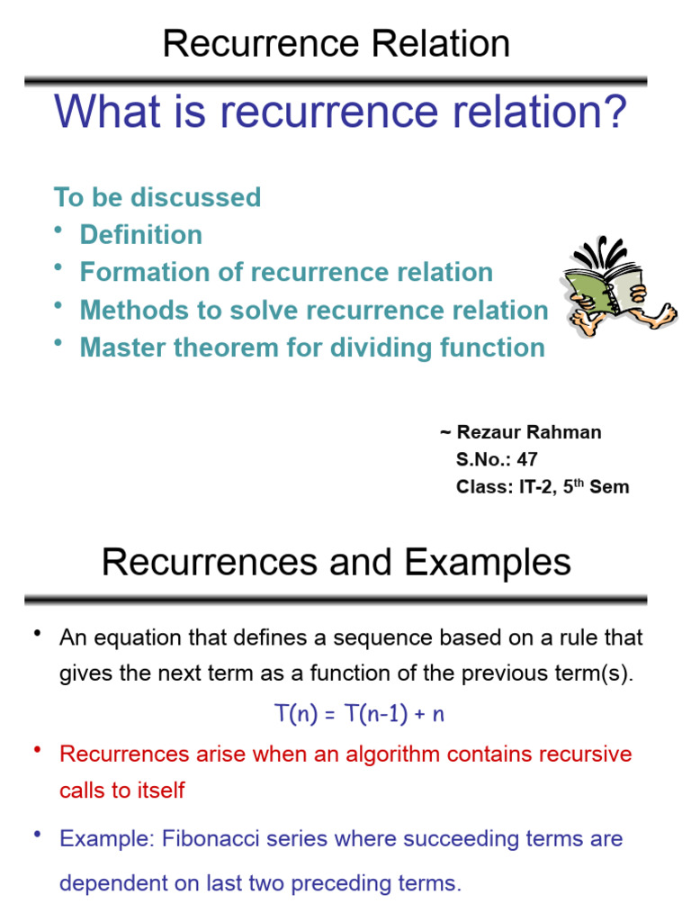 On Recurrence Relation | PDF | Recurrence Relation | Recursion On Recurrence Relation | PDF | Recurrence Relation | Recursion