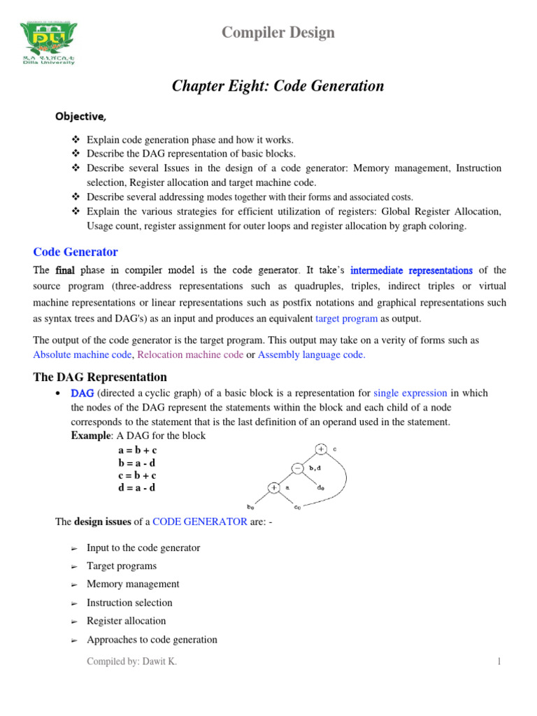 Chapter 8 - Code Generation Part 1 | PDF | Assembly Language | Computer Program