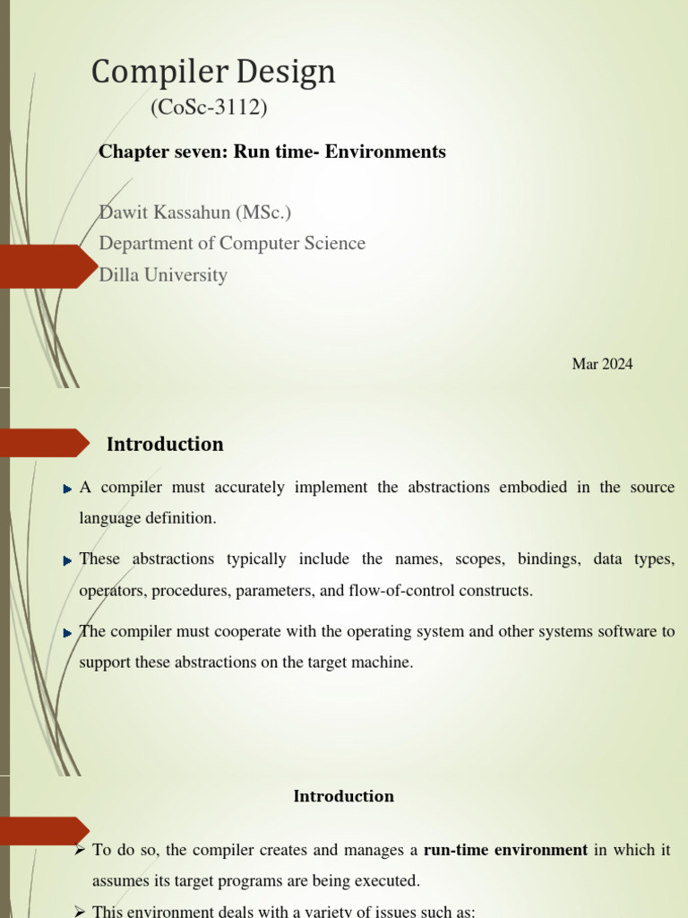 Chapter 7 - Run Time - Environments | PDF | Parsing | Scope (Computer Science)