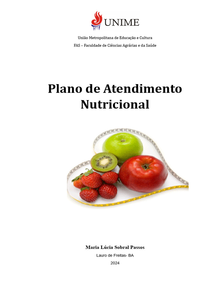 Plano De Atendimento Nutricional Paciente M L S P PDF Obesidade