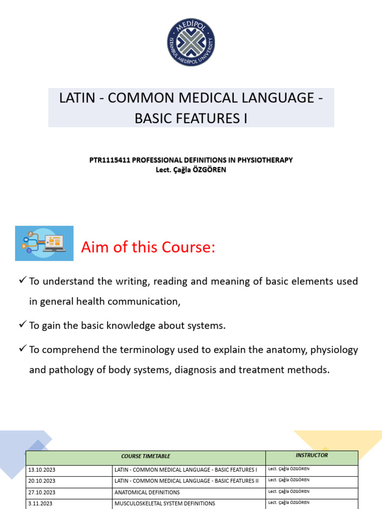 Latin - Common Medical Language - Basic Features I | PDF | Patient ...