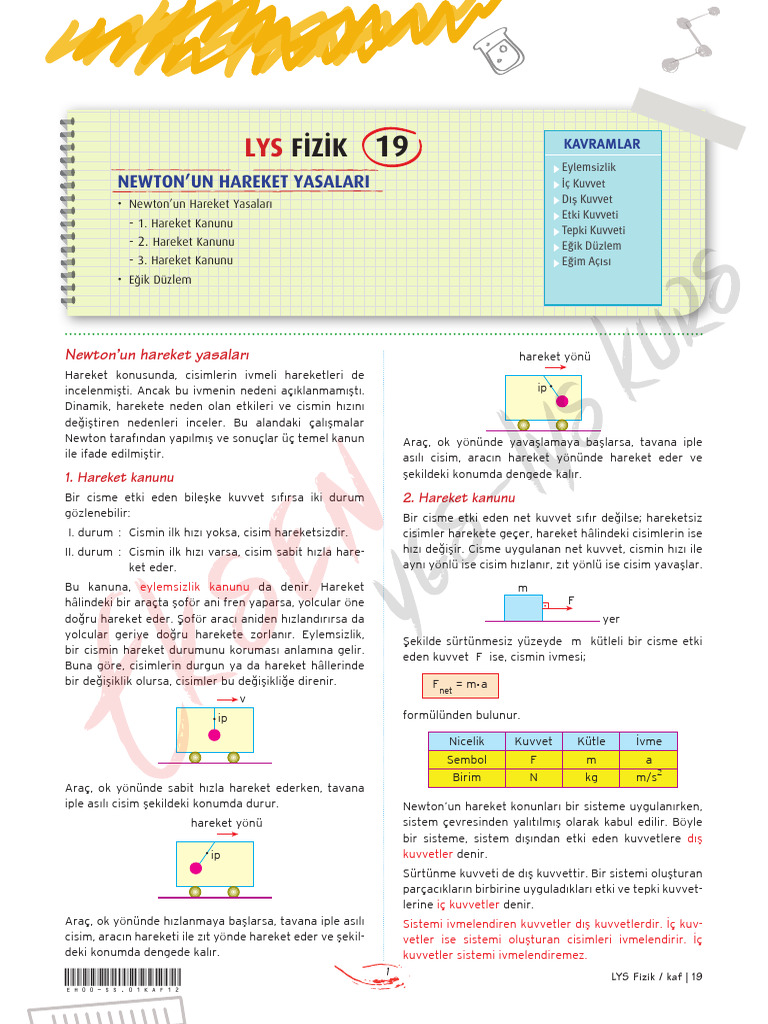 19 Newtonun Hareket Yasalari | PDF