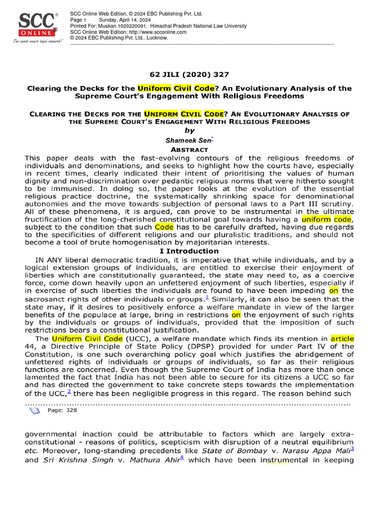 Article 25, 26 Personal Law SCC | PDF | Technology & Engineering