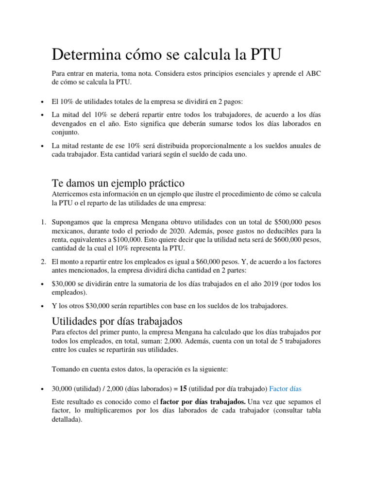 Cálculo Del PTU | PDF | Salario | Economias
