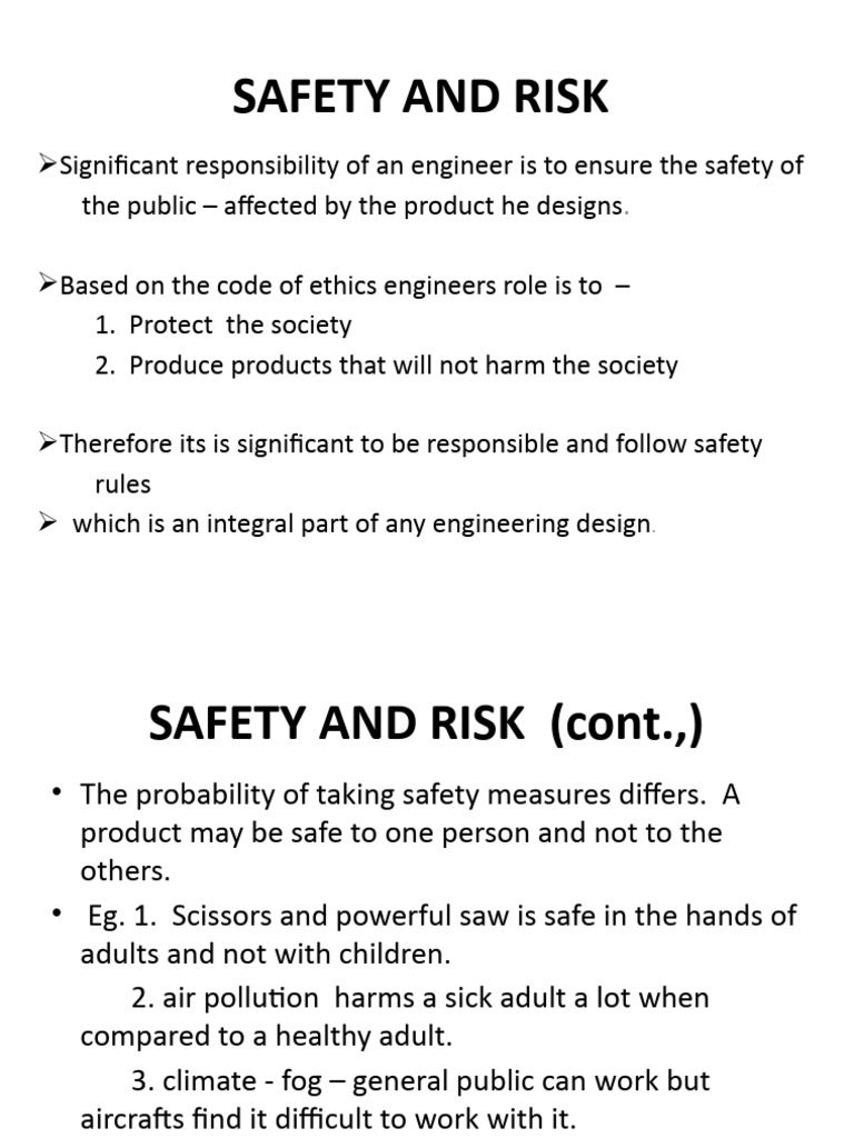 1 - Safety and Risk 4 Unit | PDF | Risk | Safety