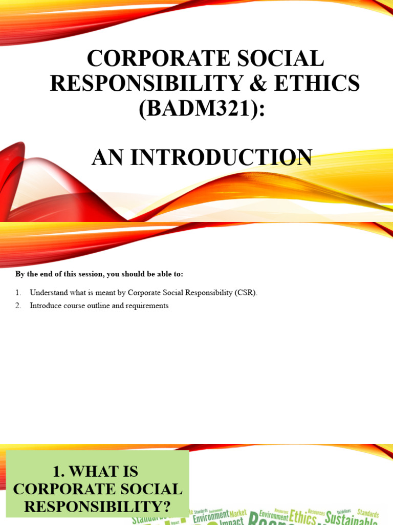 1 - Introduction To CSR | PDF | Corporate Social Responsibility ...