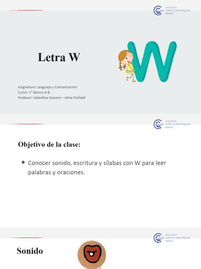 Aprendiendo la Letra W | PDF