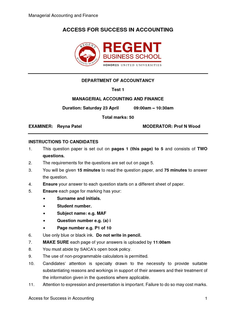 Access - MAF - Test 1 - Paper + Cover 2022 | PDF | Inventory | Economies
