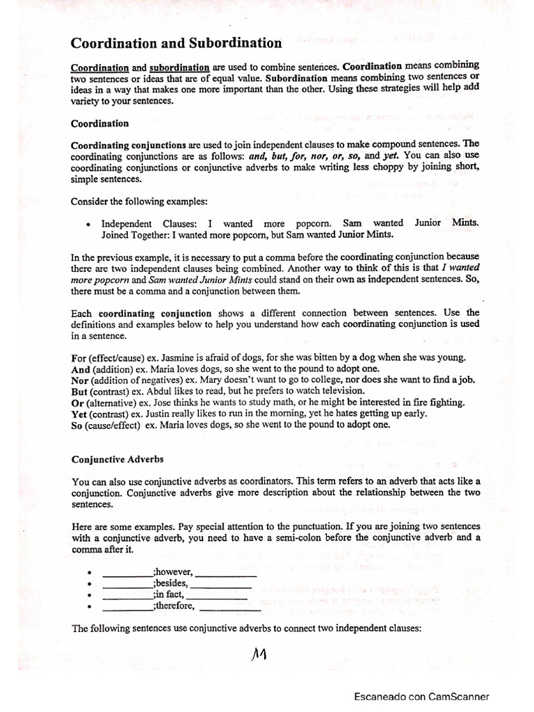 B. Coordination and Subordination | PDF