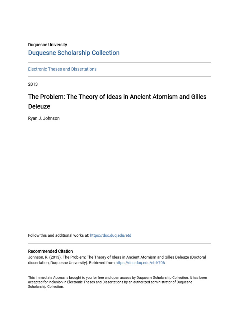 The Problem_ the Theory of Ideas in Ancient Atomism and Gilles De | PDF ...