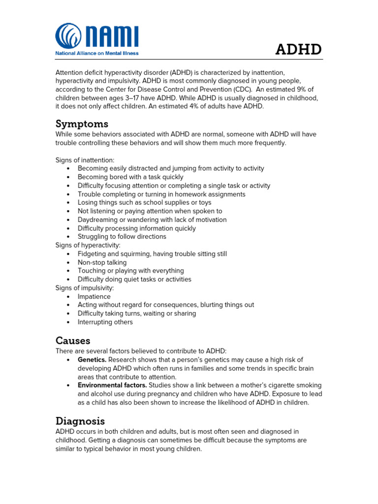 ADHD-FS | PDF | Attention Deficit Hyperactivity Disorder | Behavioural ...