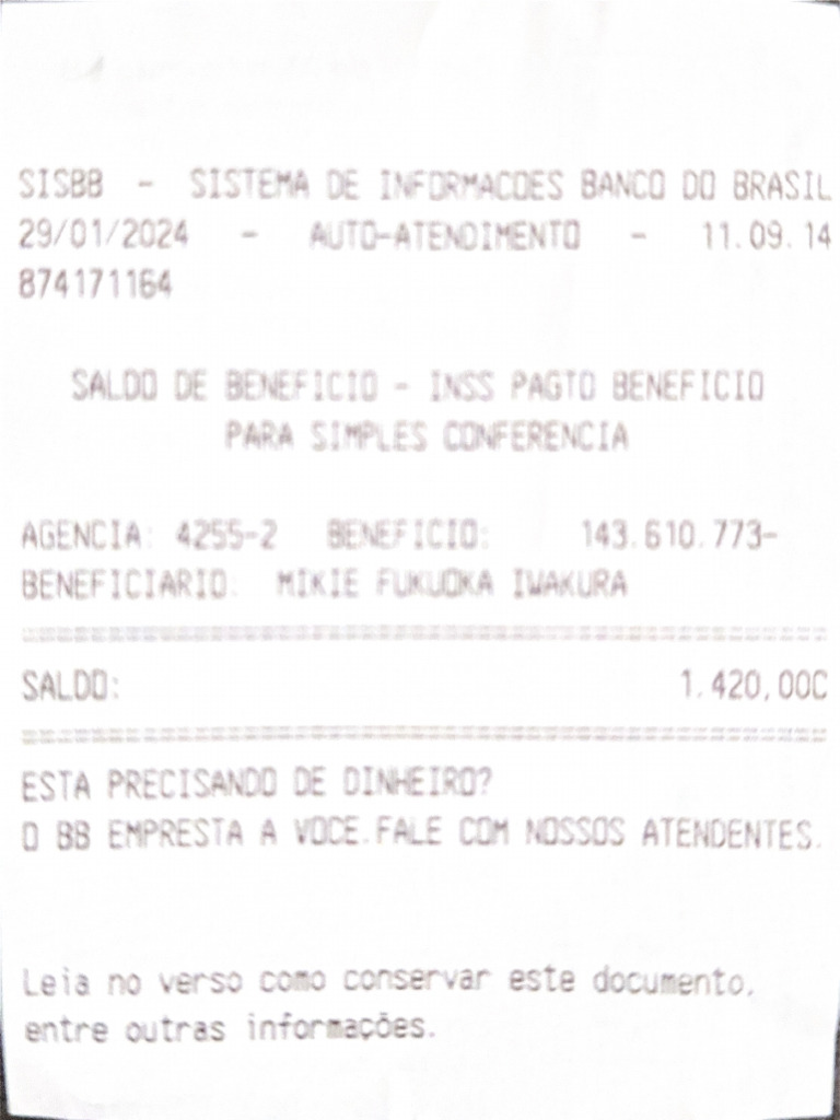 Comprovante Saque Janeiro Cartão 1 | PDF