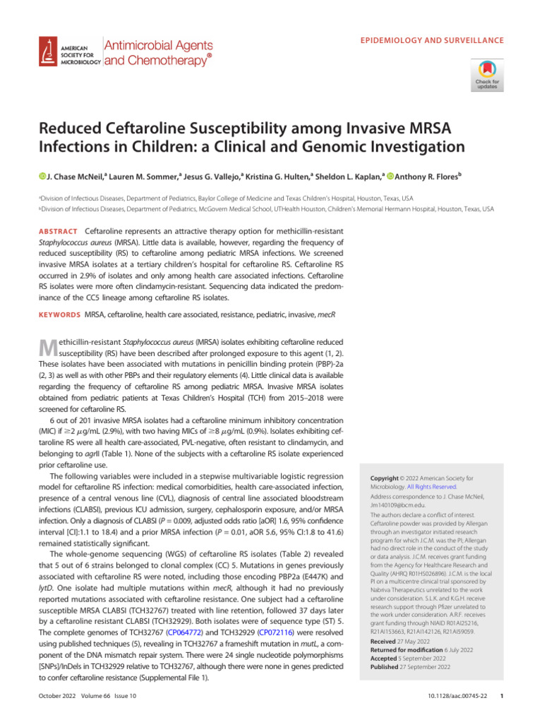 Ceftaroline Jesus Vallejos | PDF | Methicillin Resistant Staphylococcus Aureus | Staphylococcus ...