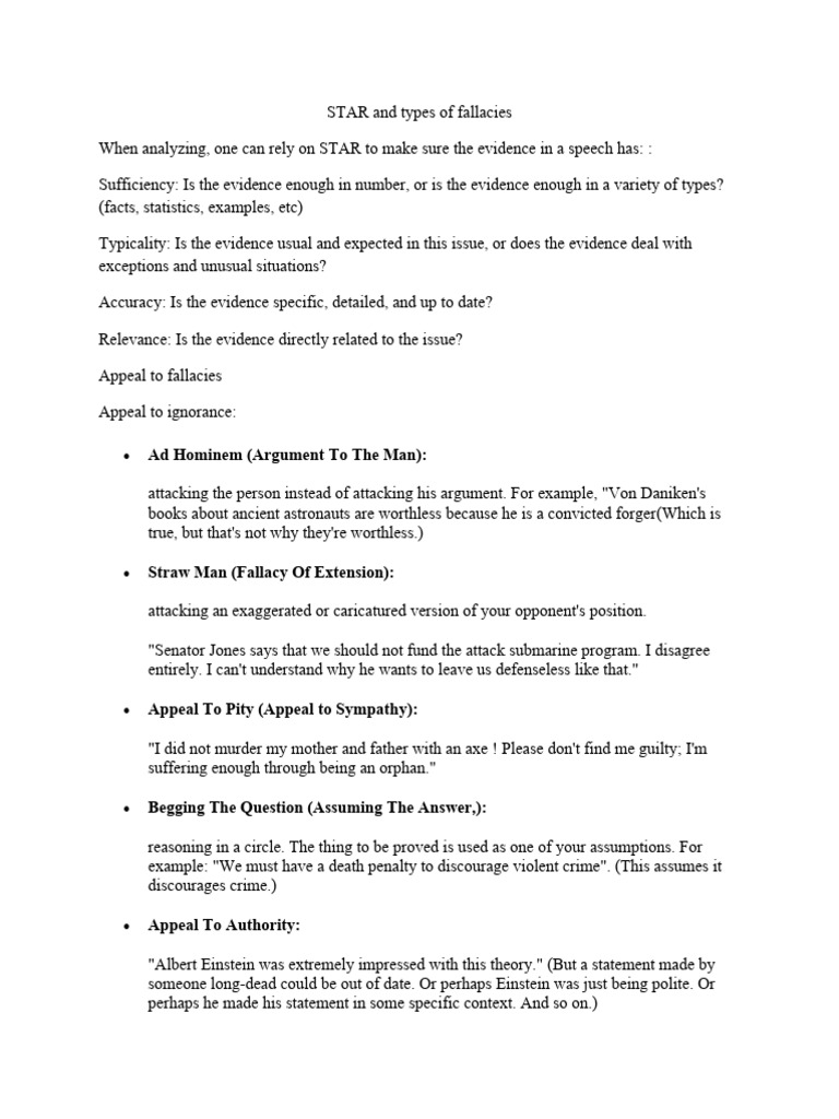 STAR ETHOS PATOS and Fallacies | PDF | Fallacy | Logic