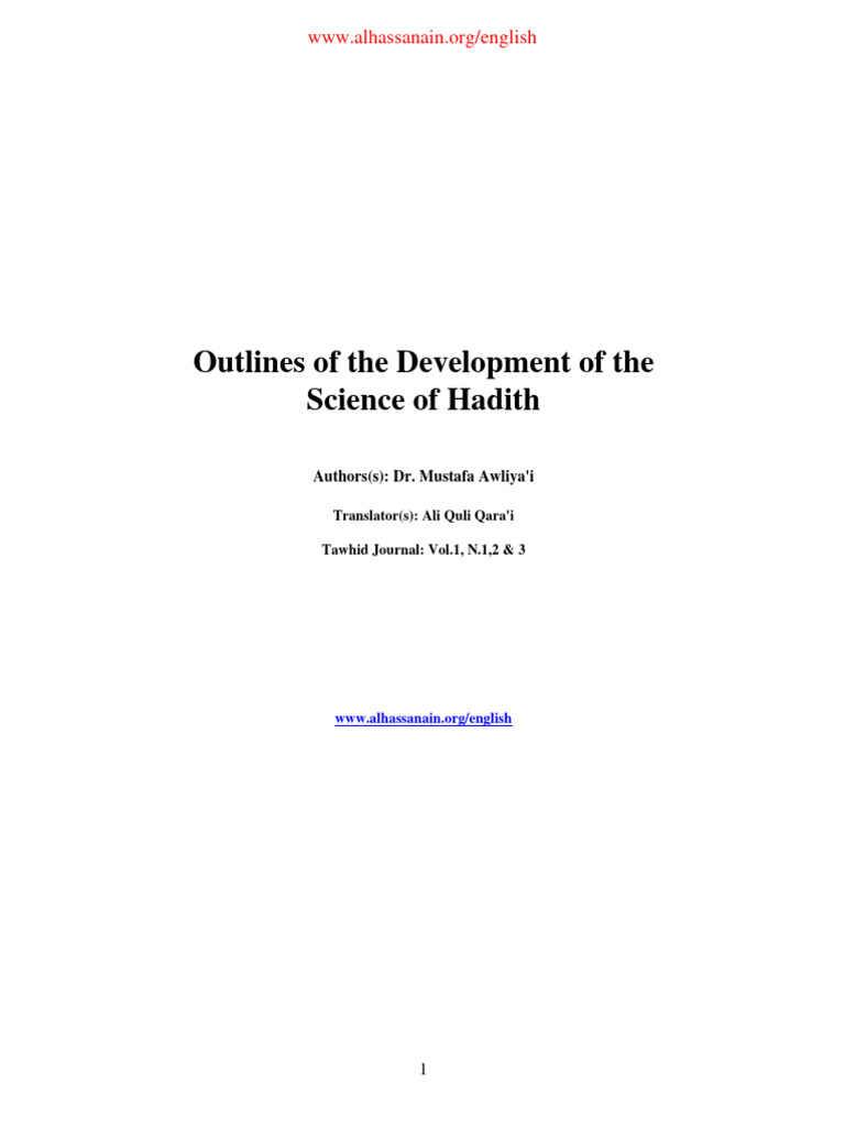 Outlines of Development of Hadith Science | Download Free PDF | Hadith ...