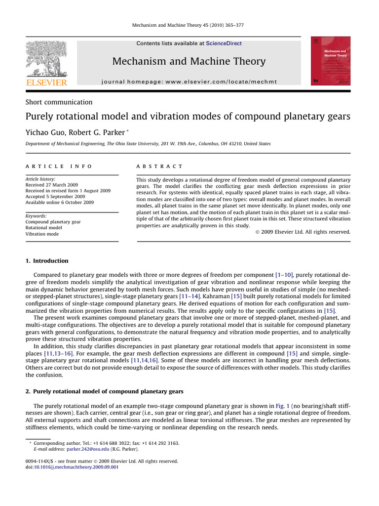 Vibration Modes in Compound Planetary Gears | PDF | Gear | Classical ...