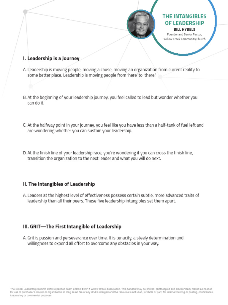 WCA The Intangibles of Leadership - Outline | PDF | Leadership | Grit ...