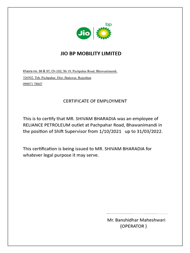 Reliance BP Mobility Limite1 | PDF