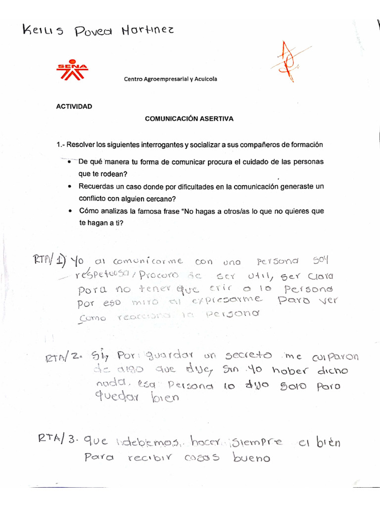Actividad de Comunicación Asertiva, Keilis Povea | PDF