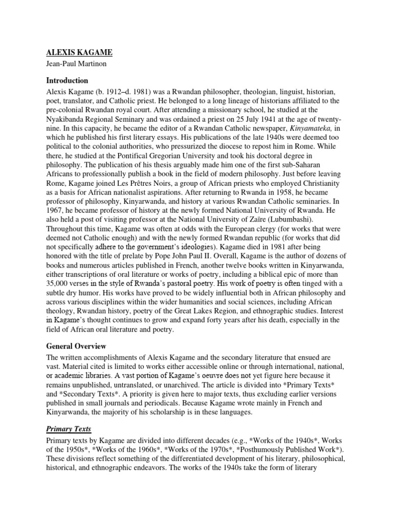 Kagame Bibliography Final | PDF | Liberal Arts Education