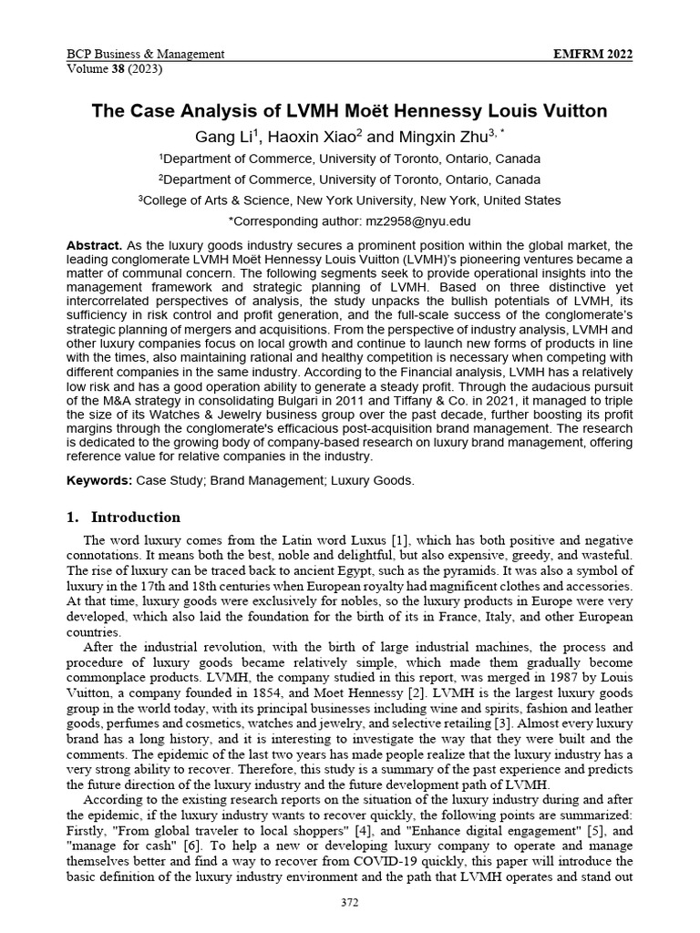 The Case Analysis of LVMH Moet Hennessy Louis Vuit | PDF | Luxury Goods | Mergers And Acquisitions