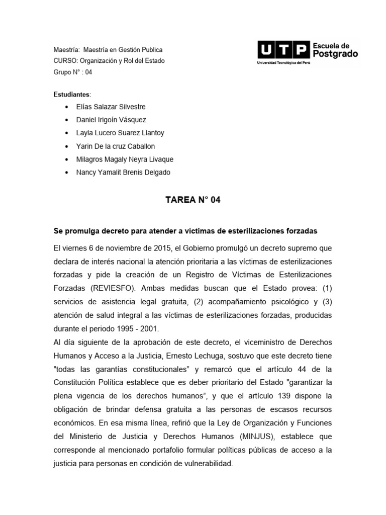 TAREA 04 | PDF | Presupuesto | Ministerio (Departamento de Gobierno)