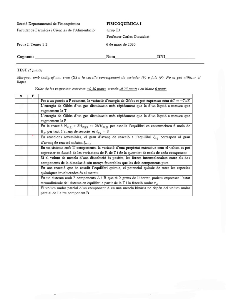 Examen 2019 1rparcial fq1 Problema | PDF