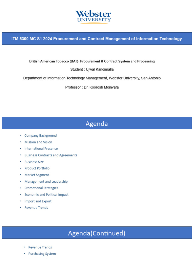 Presentation For Contract and Procurement Management ITM 5300 - Final | PDF | Procurement ...