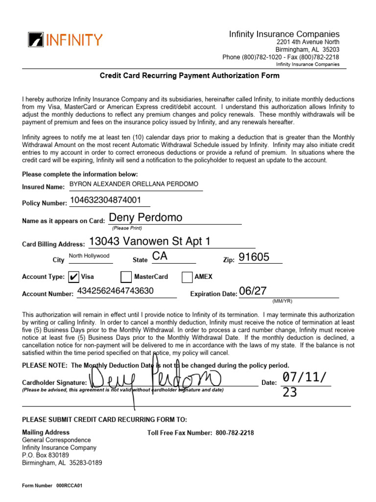 Infinity - EFT Perdomo | PDF | Credit Card | Insurance