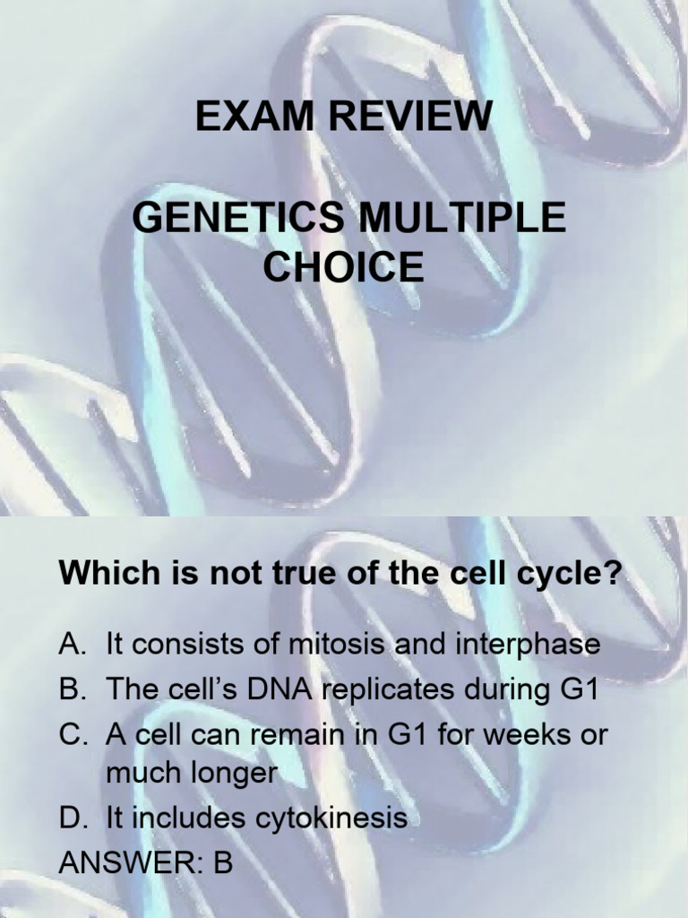 Exam Review - Multiple Choice-Genetics | PDF | Meiosis | Zygosity