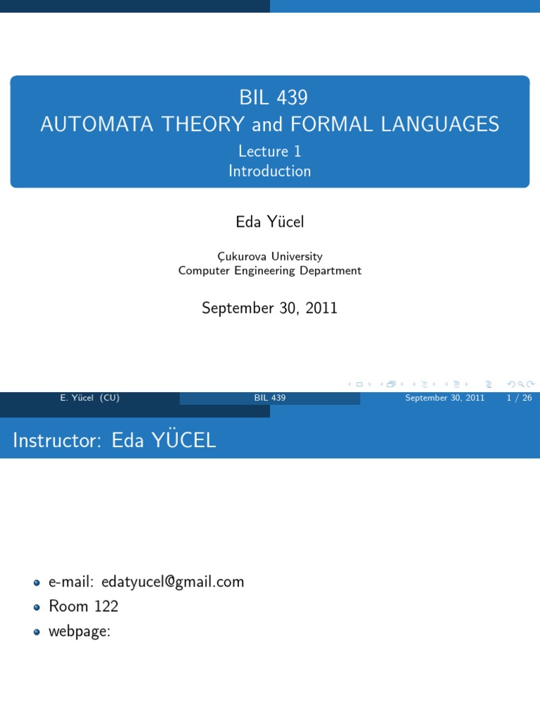 BIL 439 Automata Theory and Formal Languages: Eda Y Ucel | PDF | String (Computer Science ...