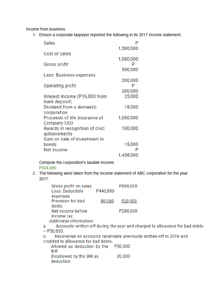 2017 Corporate Taxable Income Analysis | PDF